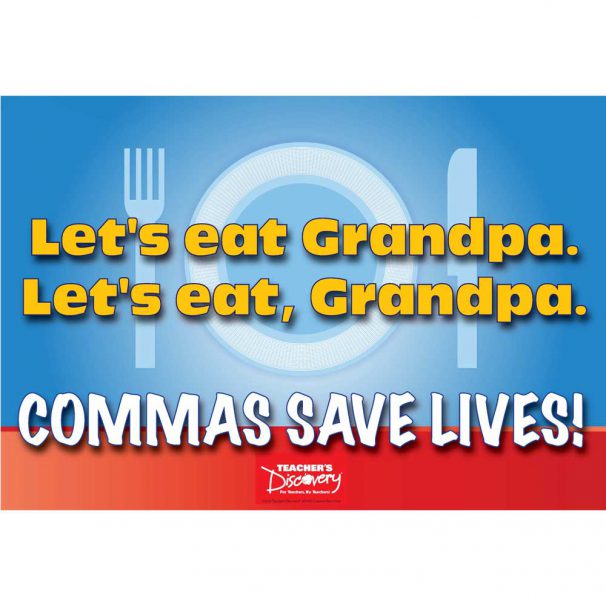 Commas Save Lives Poster - Teachers Bazaar : Teachers Bazaar